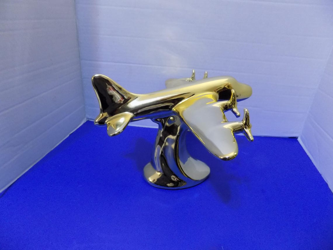 NEW Vintage Style Ceramic Propeller Airplane Statue Figurine Model ...
