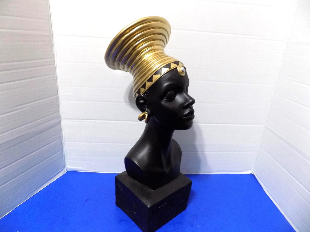 NEW Black African Queen Statue Figurine Bust Hand Painted - Etsy