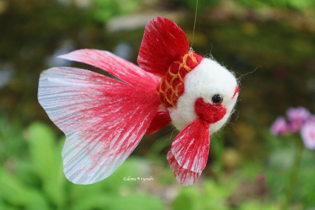 Wool Felt Goldfish "ryukin" Art Fish Aqarium Mobile Demetyoubi - Etsy