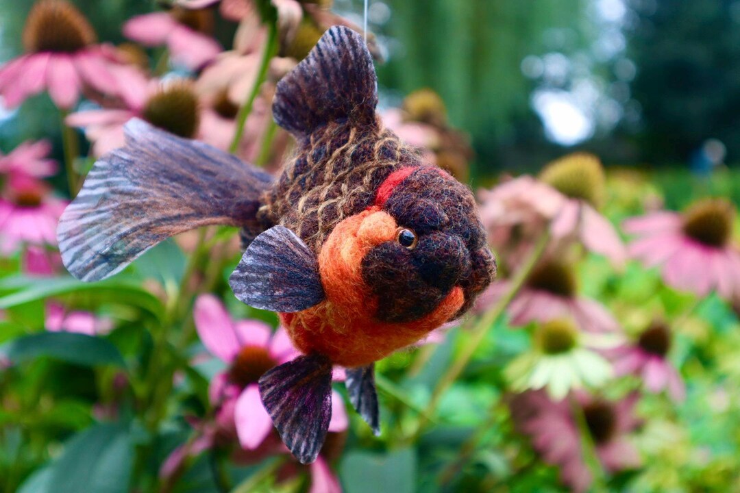 Wool Felt Goldfish "tiger Oranda" Mobile Art Fish Aqarium Mobile ...