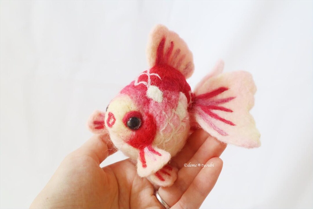 Made to Order Needle Felted Animals Needle Fielting Goldfish Art cherry ...