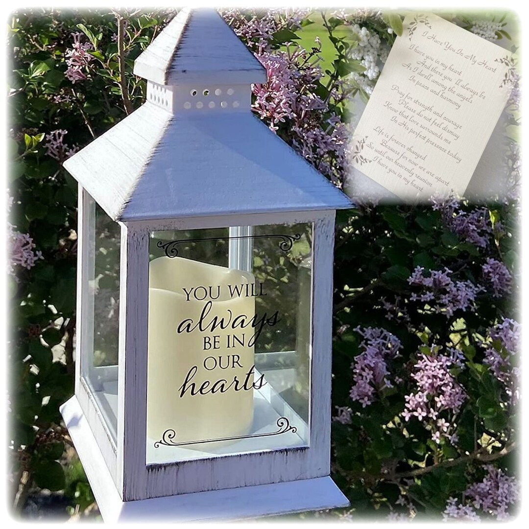 Memorial Light, Sympathy Gift Lantern With Message and LED Candleholder ...