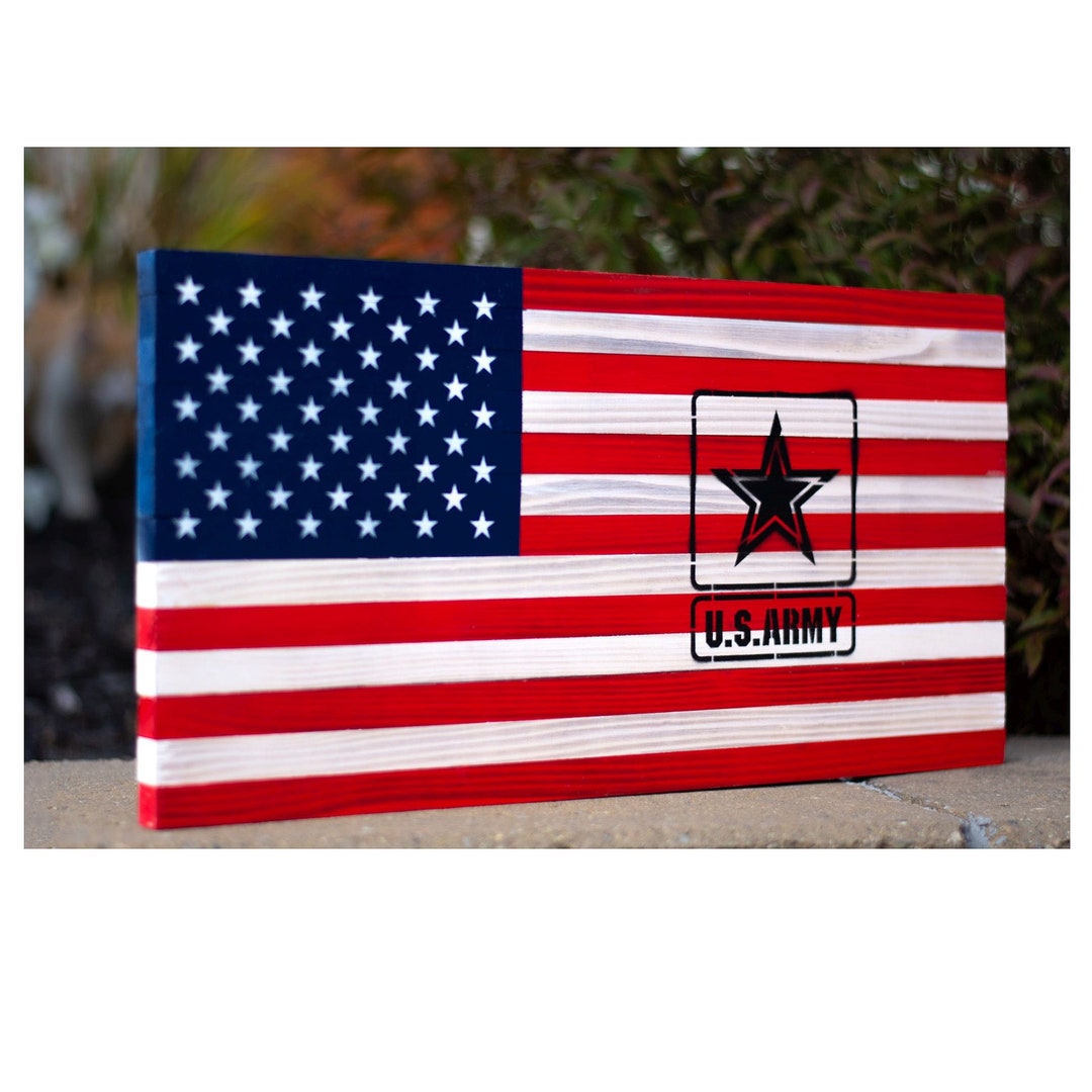 Army Veteran Wooden Flag Memorial Gift, Patriotic Sympathy Expression ...