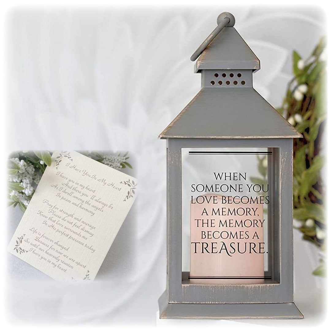 Memorial Candle Lantern Sympathy Gift, Candle Holder With LED Candle ...