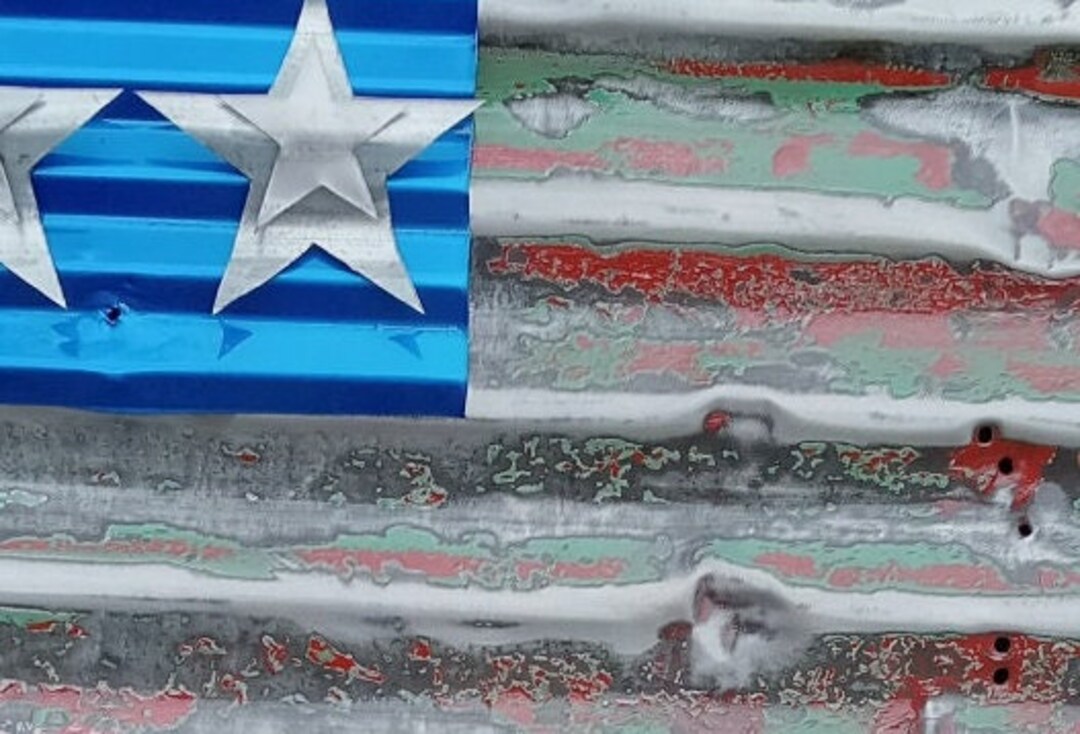 Rustic Flag Art for Barn Blue Union Flag Display With Starts for Garden ...