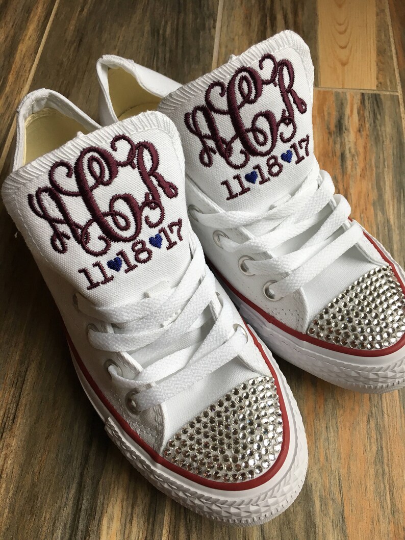 Chaussures de mariage Bling brodées baskets monogrammées - Etsy France