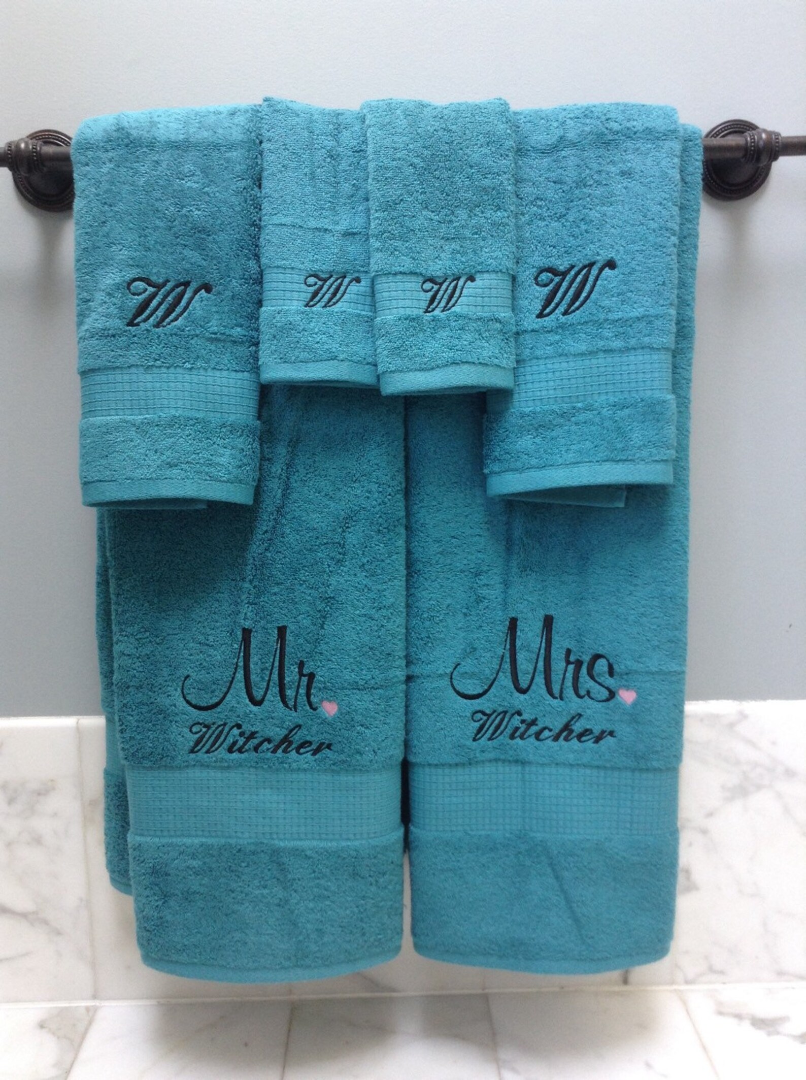 Embroidered Towels Monogrammed Towels Wedding Gift Towels - Etsy