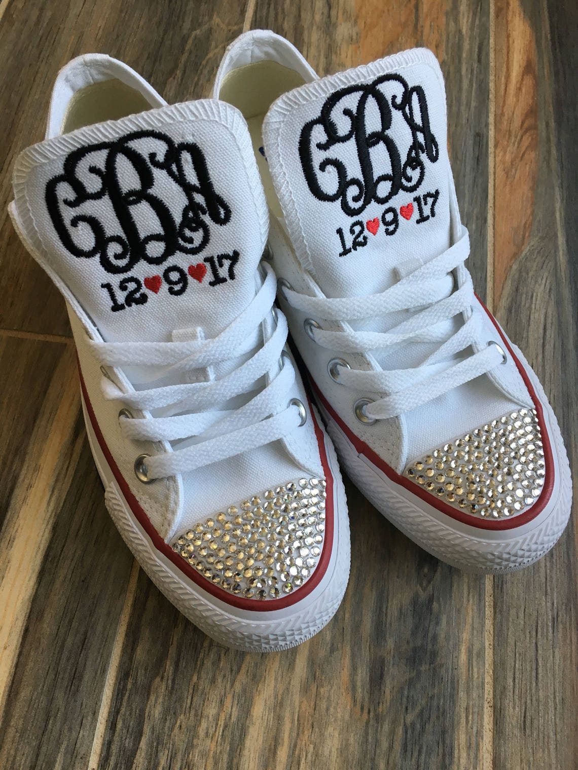 Chaussures de mariage Bling brodées baskets monogrammées - Etsy France
