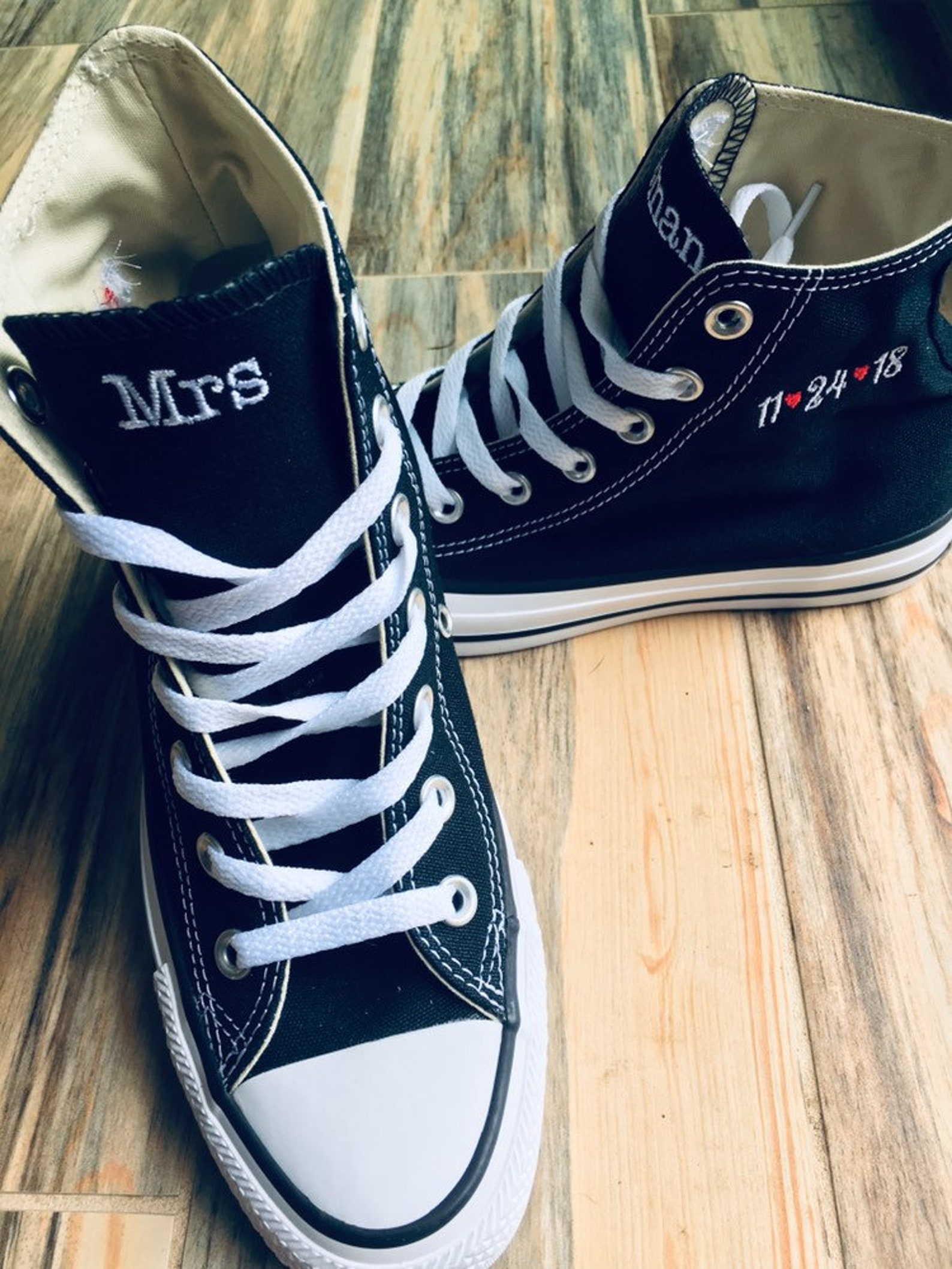 Hi Top Wedding Embroidered Sneaker Monogrammed Sneakers - Etsy