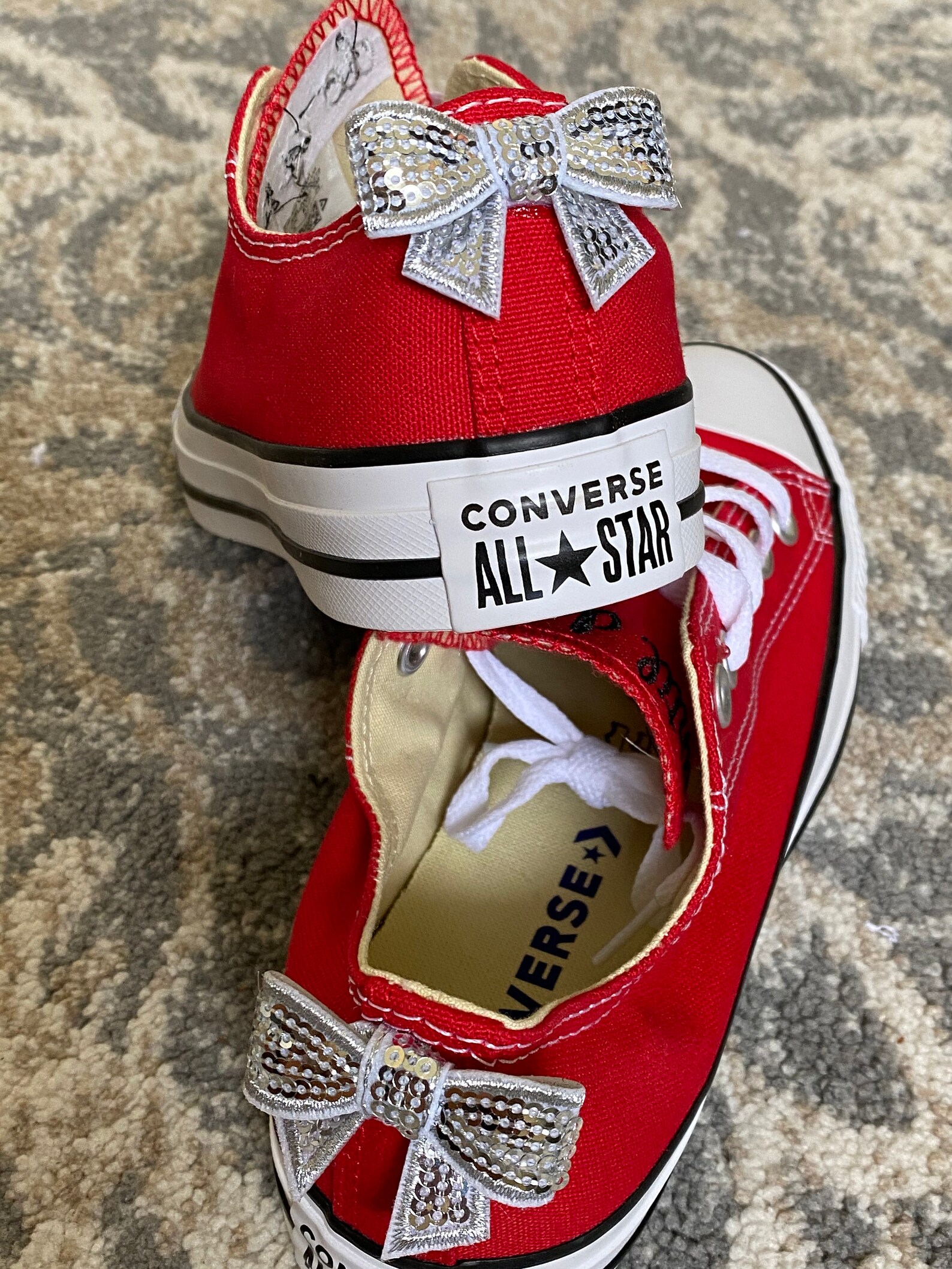 Bling sneakers with sequin bow Bride Shoes Embroidered | Etsy