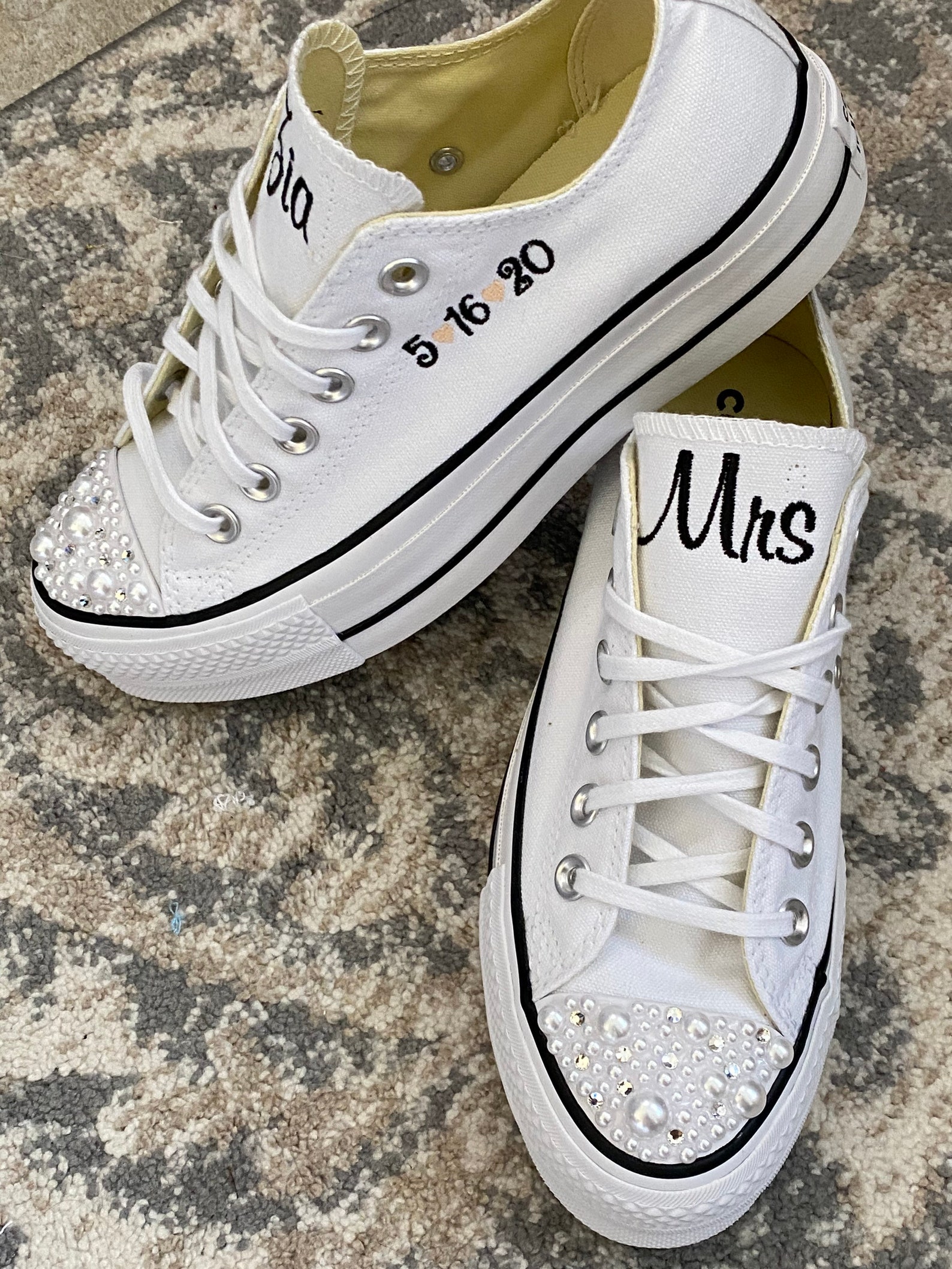 Platform Pearl and Bling wedding sneakers pearls shoes | Etsy