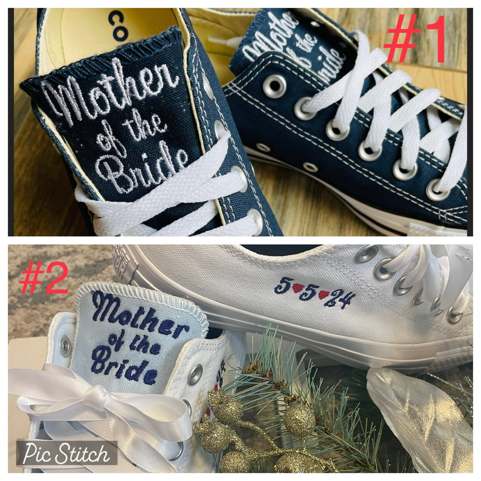 Embroidered Converse Sneakers: Mother of the Bride, Bridal Party Shoes ...