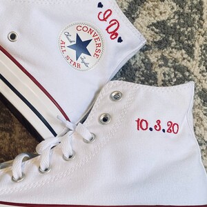 Embroidered Wedding Converse: Personalized Hi Top Bride Sneakers - Etsy
