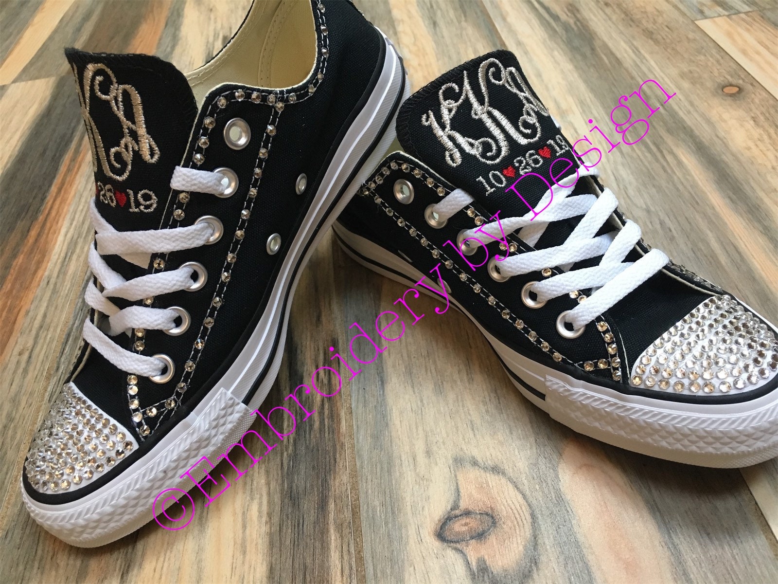 Embroidered sneaker Bling Wedding shoes Monogrammed Sneaker | Etsy