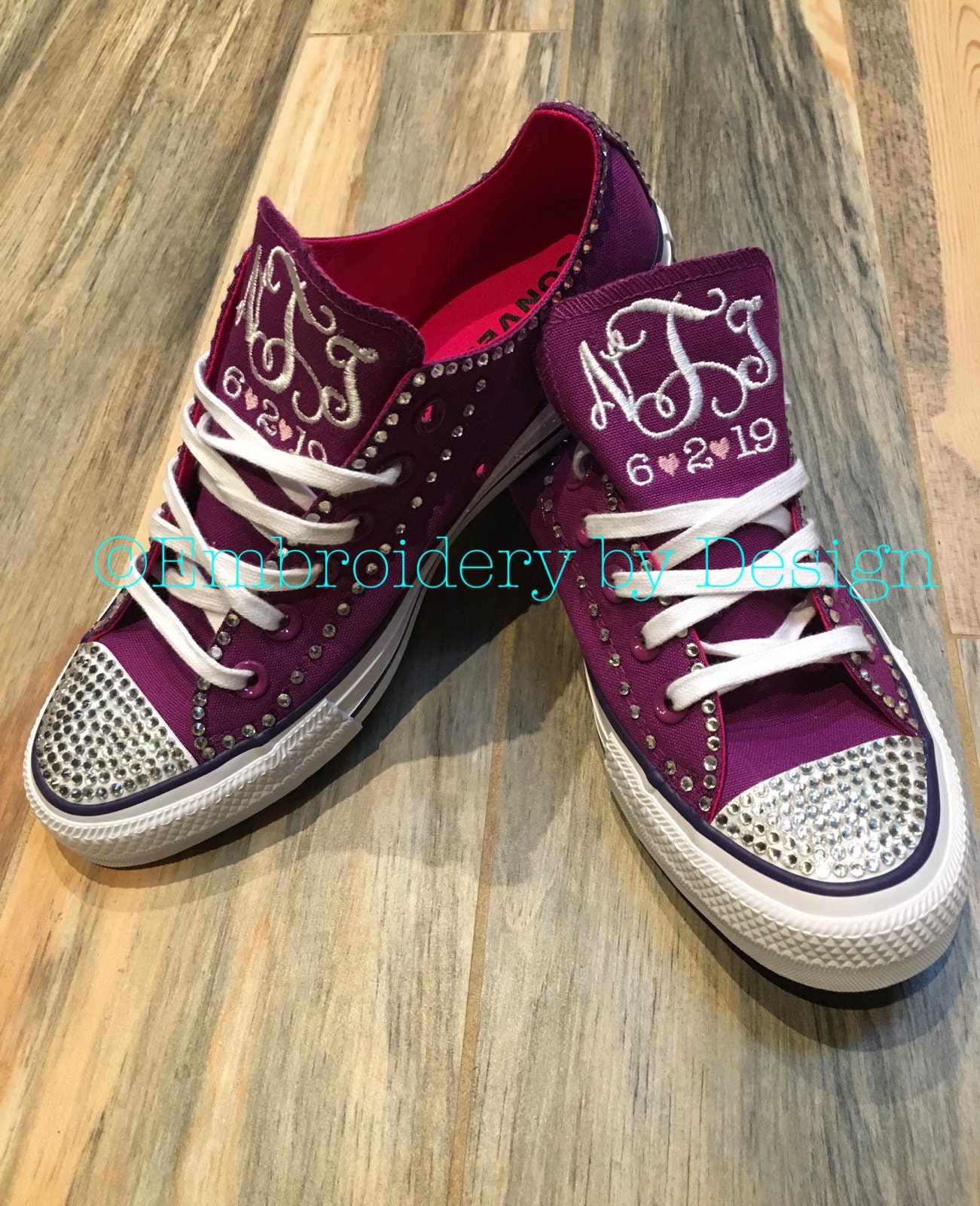 Embroidered sneaker Bling Wedding shoes Monogrammed Sneaker | Etsy