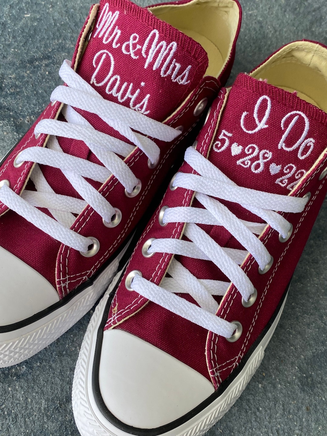 Embroidered Wedding Converse: I DO Bride Sneakers, Monogrammed Groom ...