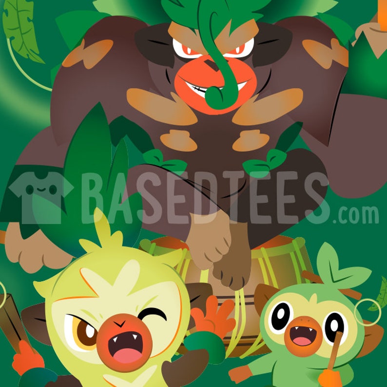 Galar Grass Starters Fanart T-shirt - Etsy