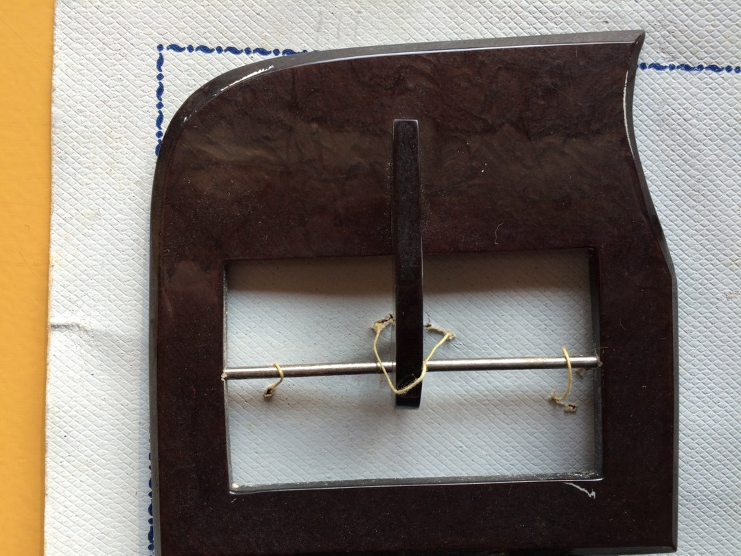 Huge Pair of 900's Bakelite Belt Buckles, NOS, Deadstock, Dark Brown ...