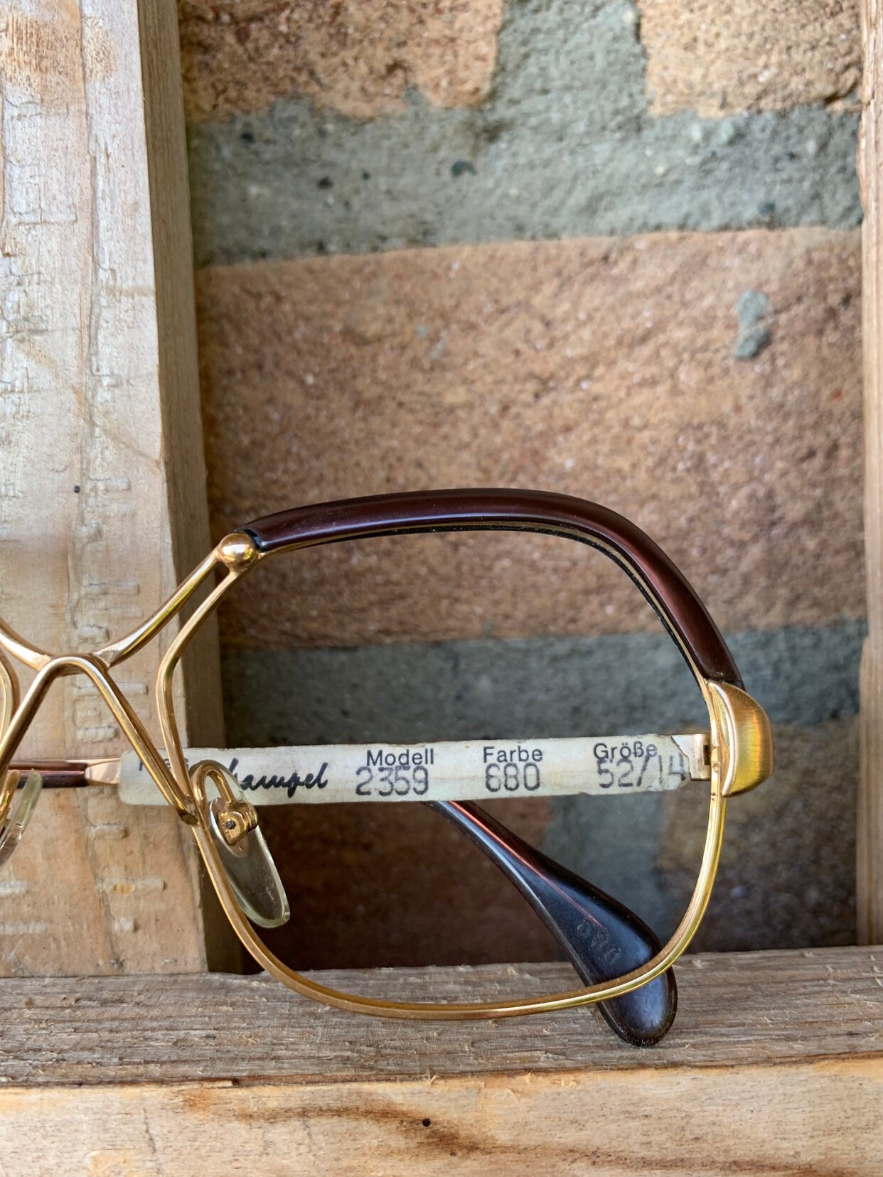 German Vintage Eyeglasses, Gold Metal Lightweight Frame, 80s Optical ...