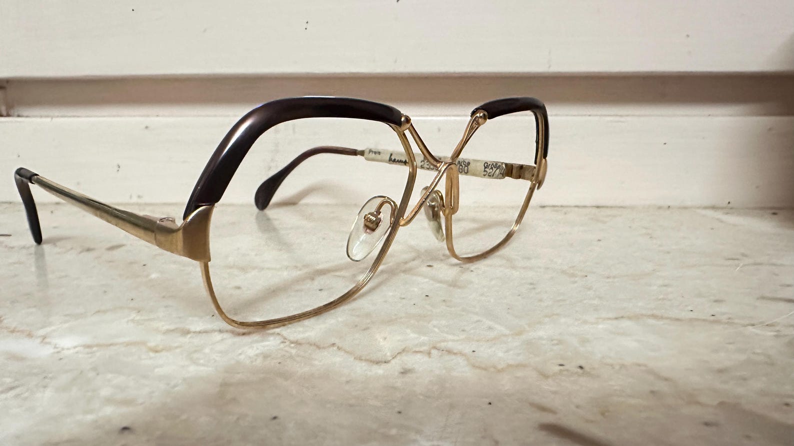 German Vintage Eyeglasses, Gold Metal Lightweight Frame, 80s Optical ...