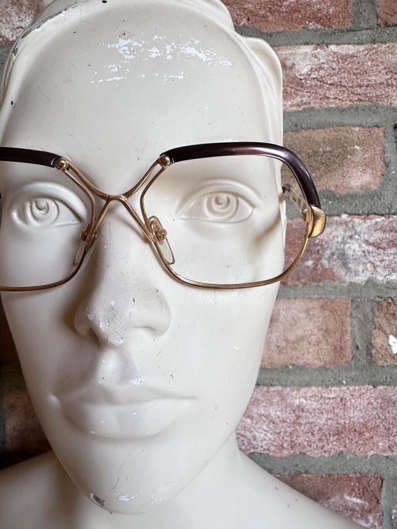 German Vintage Eyeglasses, Gold Metal Lightweight Frame, 80s Optical ...