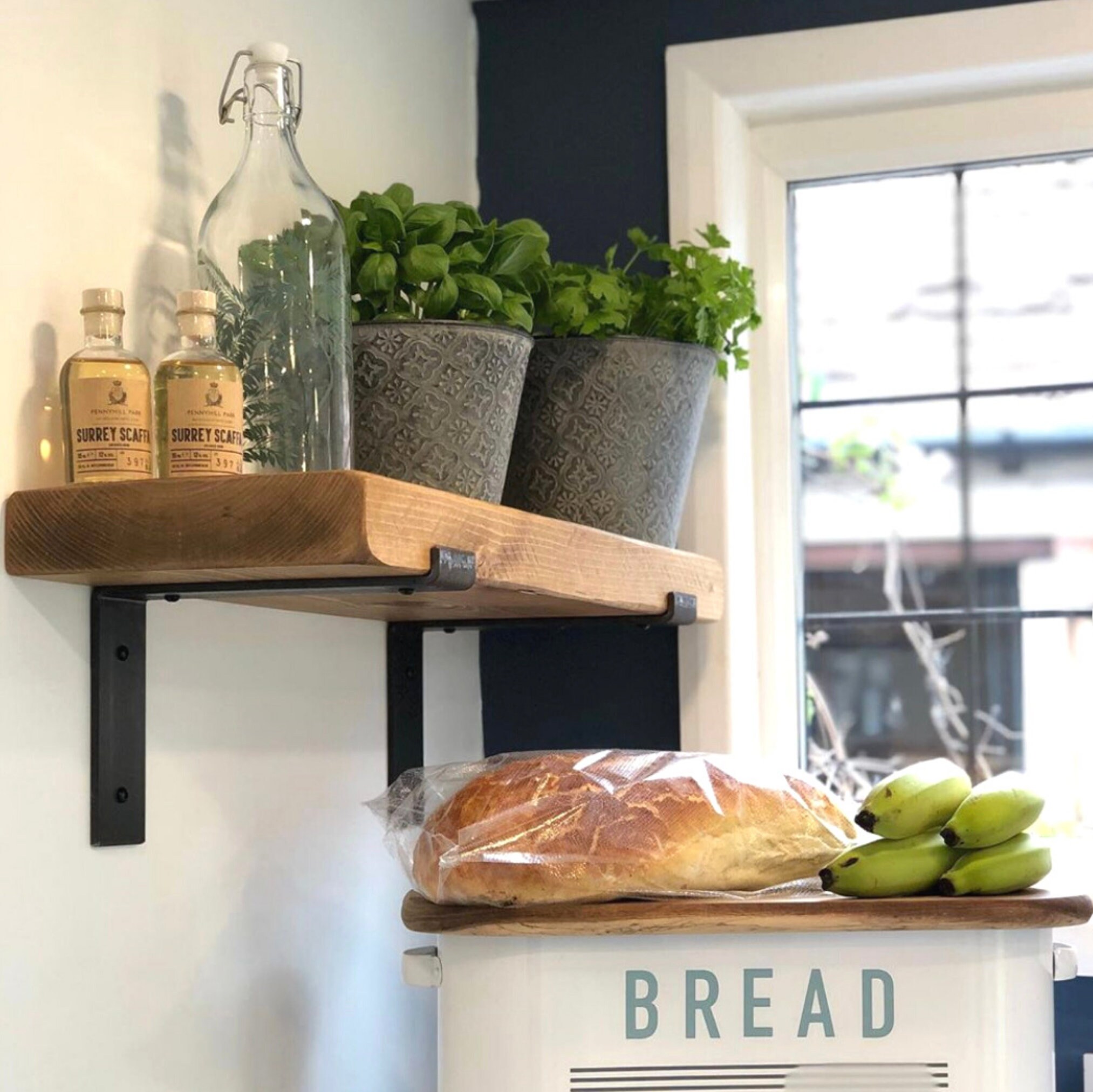 Rustic Kitchen Shelves Handcrafted Open Shelving 22cm Depth | Etsy UK