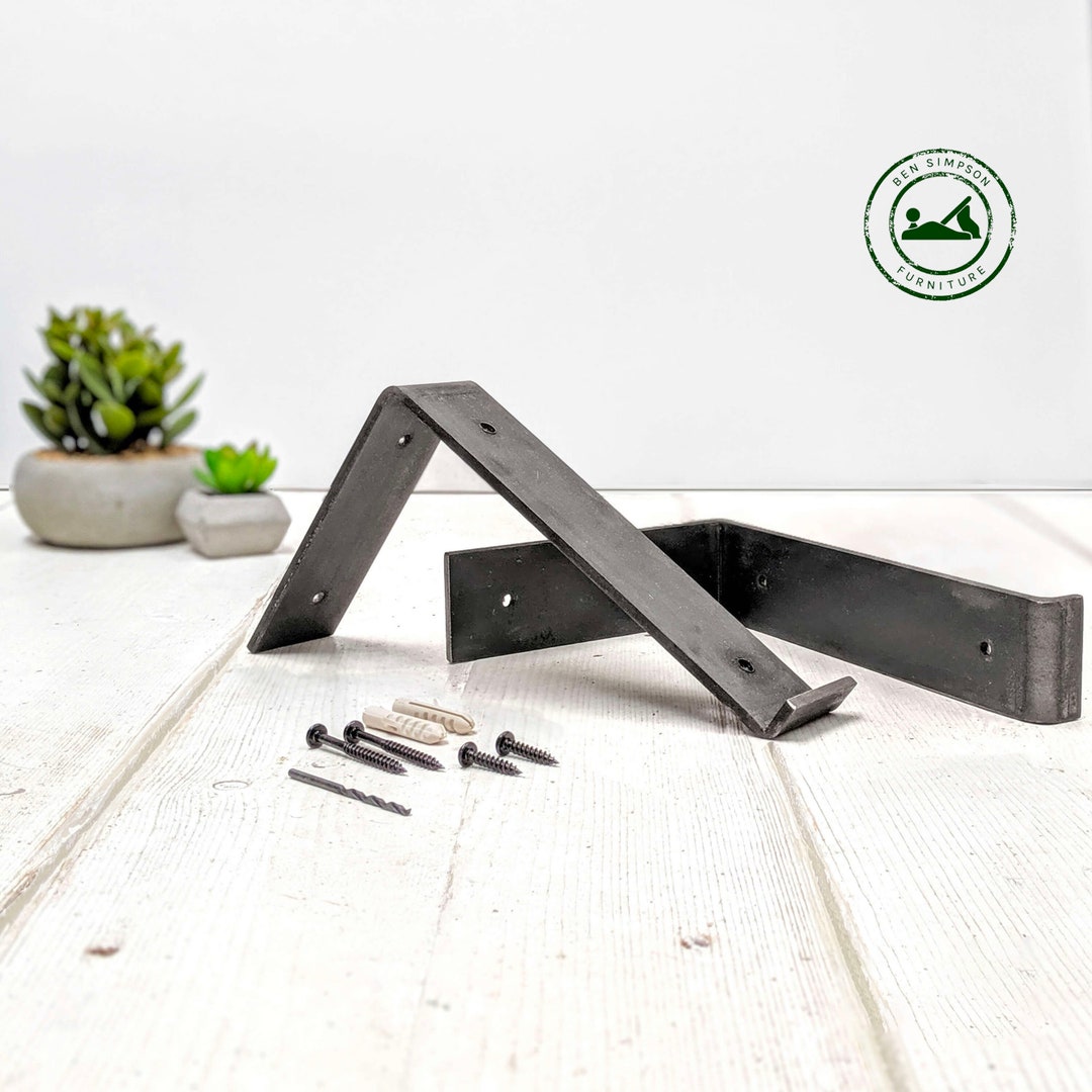 Shelf Brackets Handcrafted From Industrial Raw Steel set of - Etsy