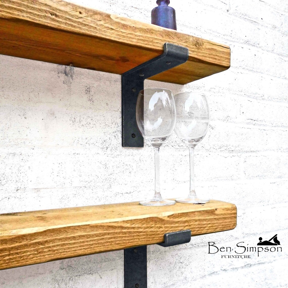 Estantes rústicos hechos a mano con madera maciza y soportes | Etsy