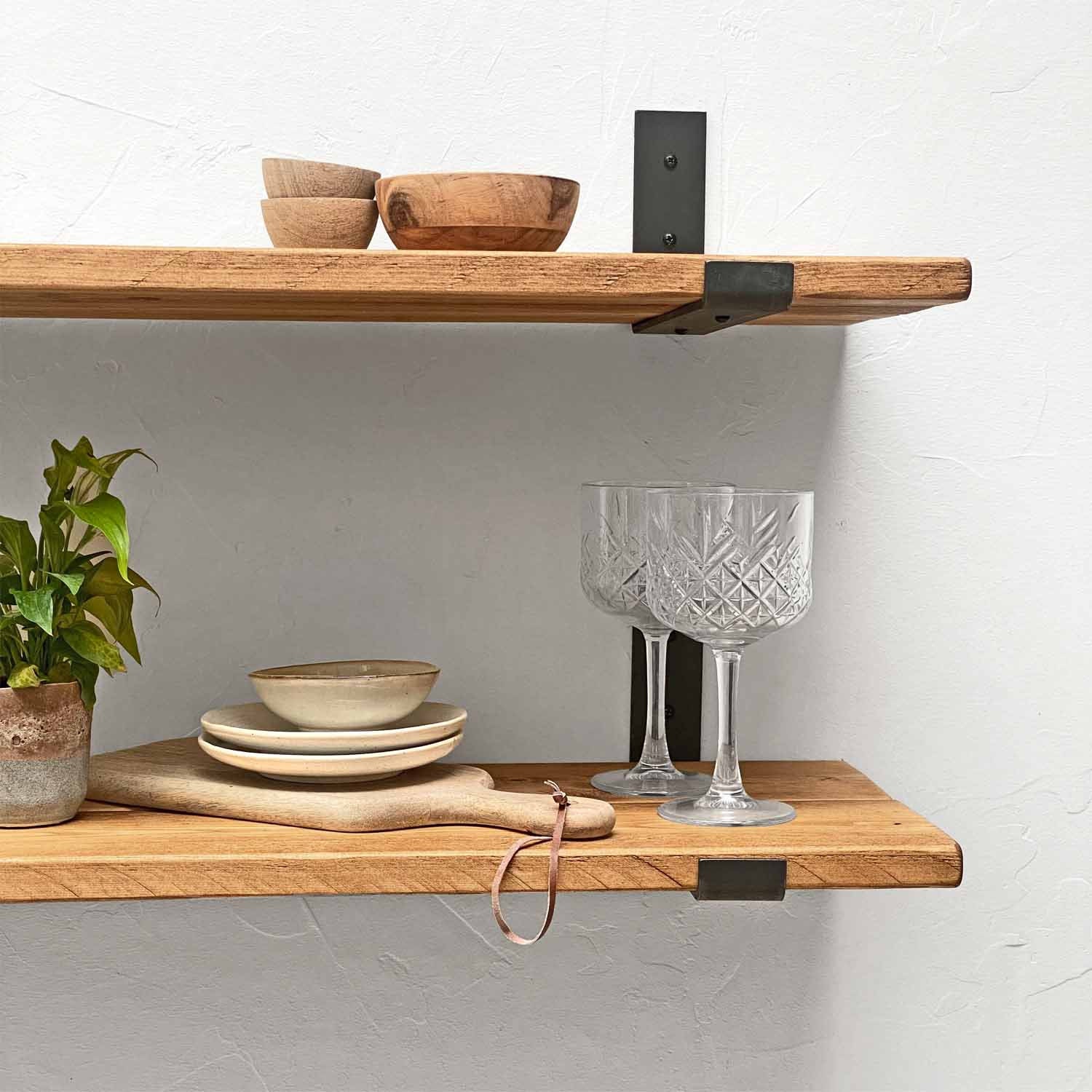 Rustic Shelves Handcrafted Solid Wood & Inverted Metal Shelf - Etsy UK