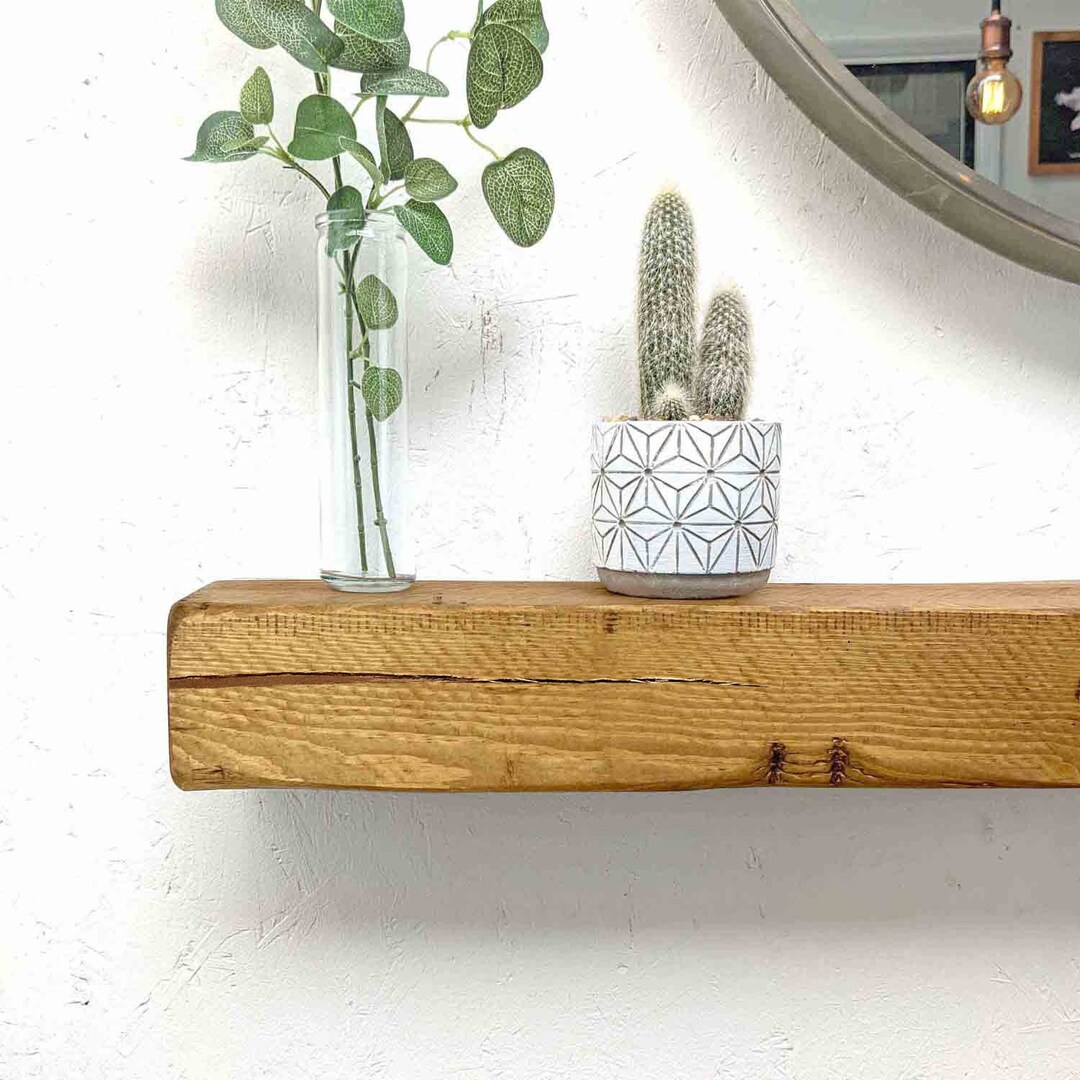 Rustic Floating Mantel Shelf Handcrafted From Solid Sustainable Timber ...