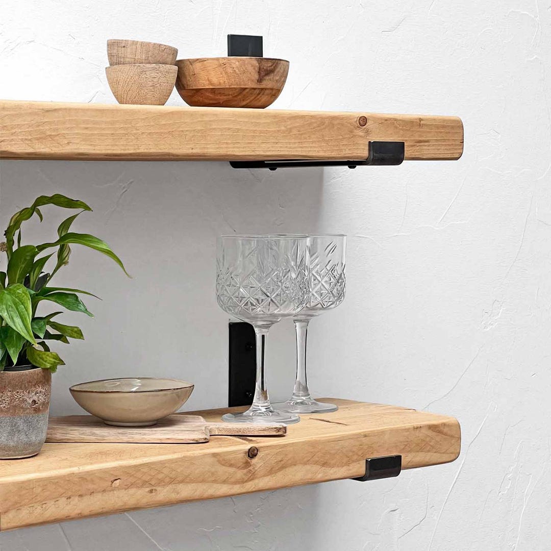 Rustic Wooden Shelf – Handmade Solid Wall Shelves | Bathroom, Kitchen ...