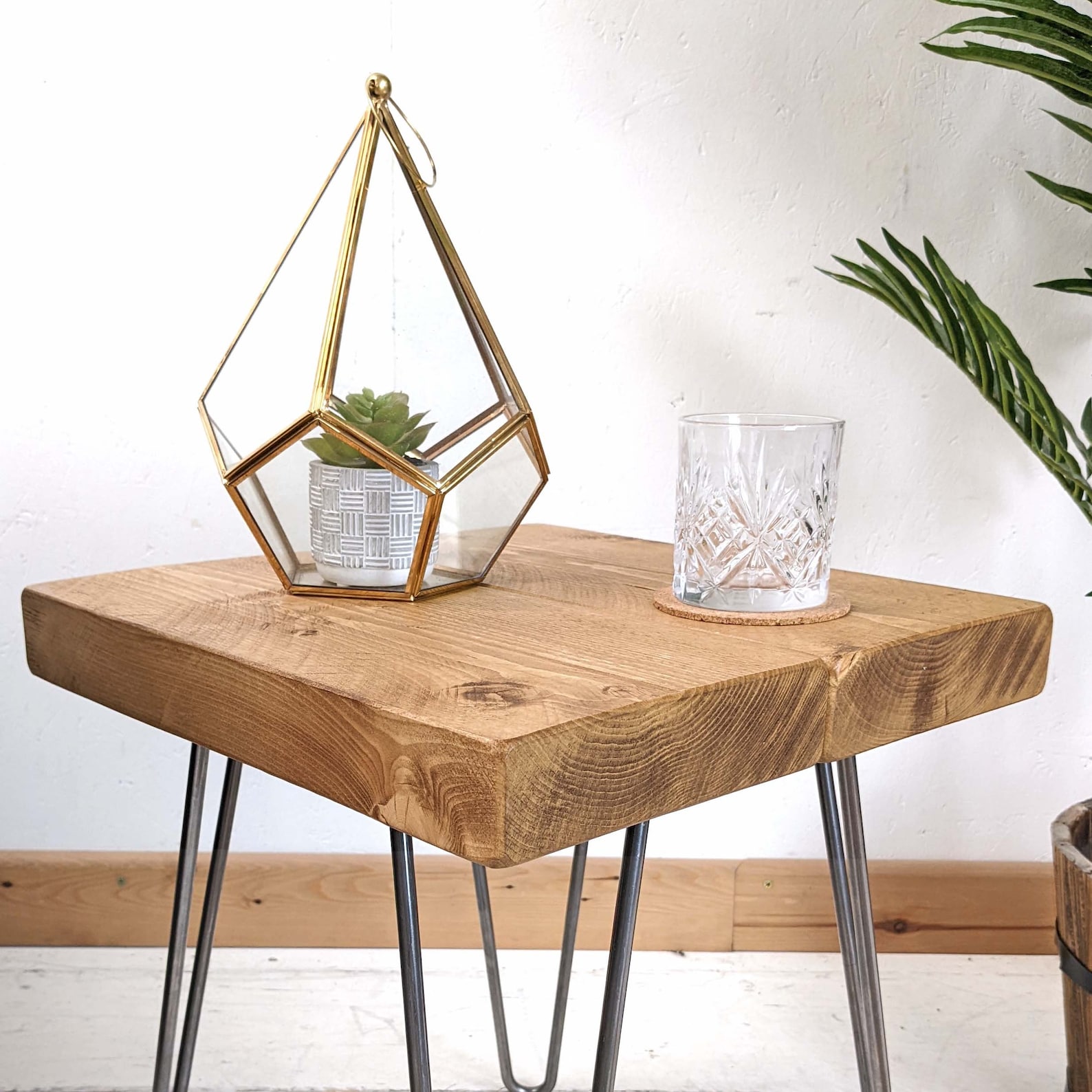 Hairpin Side Table & Bedside Handcrafted Using Rustic Solid - Etsy UK