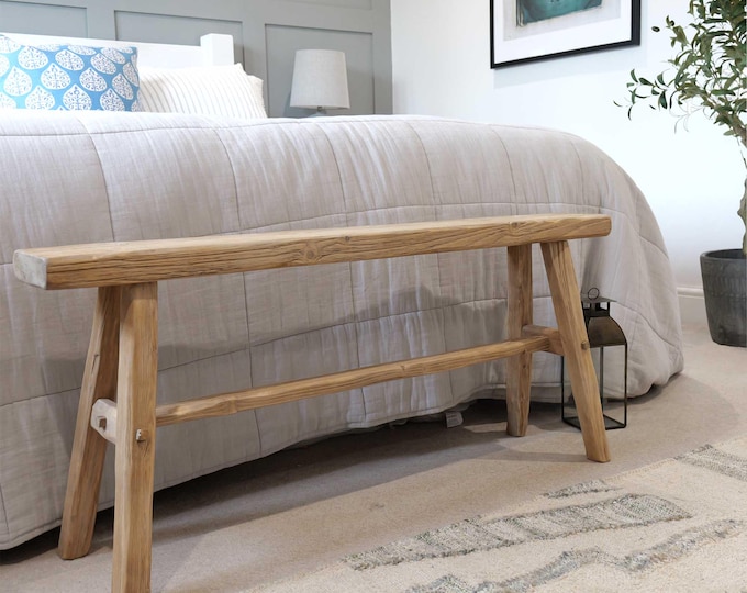Wood Noodle Skinny Bench 4ft X 7 X 18 Weathered Blonde Driftwood Rustic ...