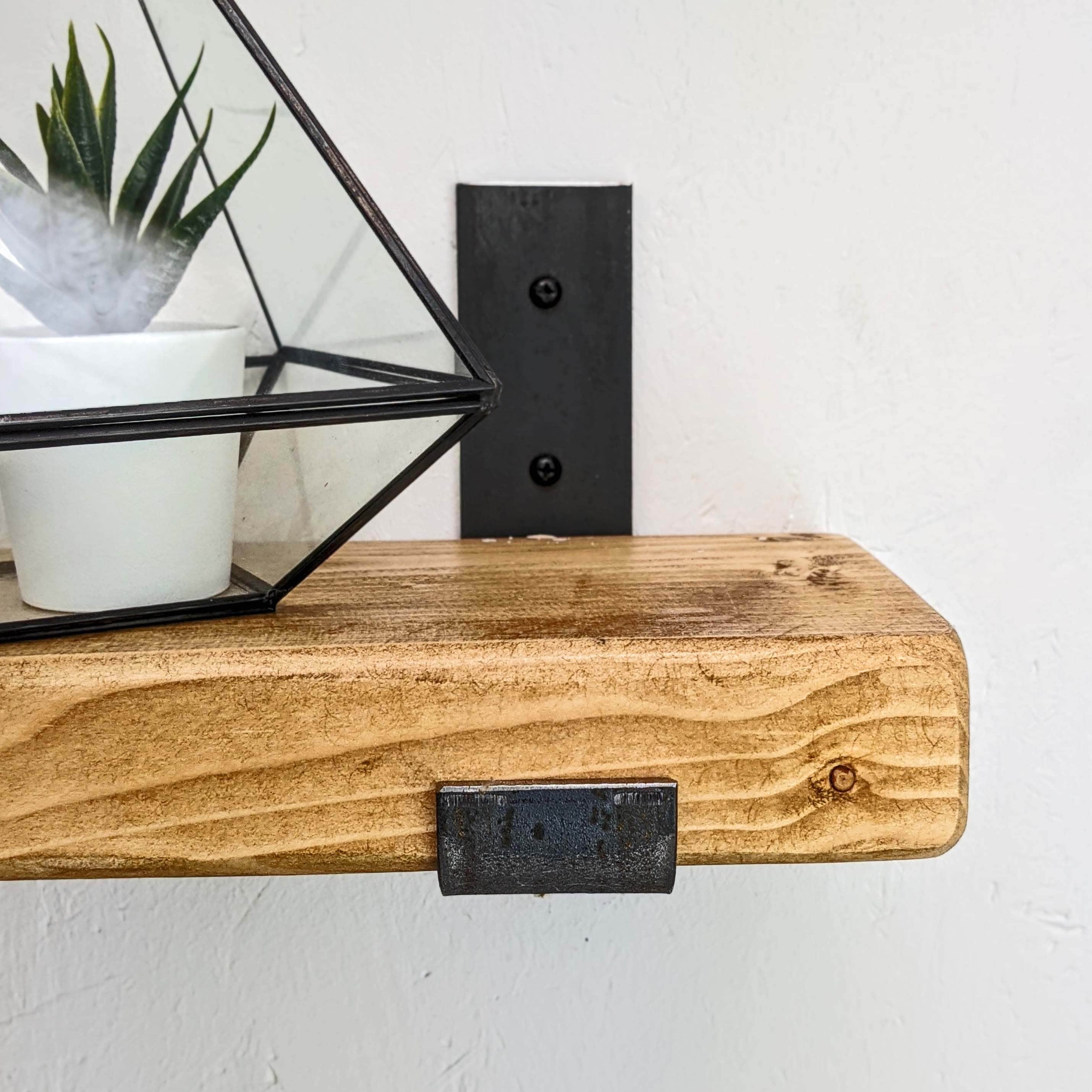 Rustic Shelves Handcrafted Solid Wood & Inverted Metal Shelf | Etsy