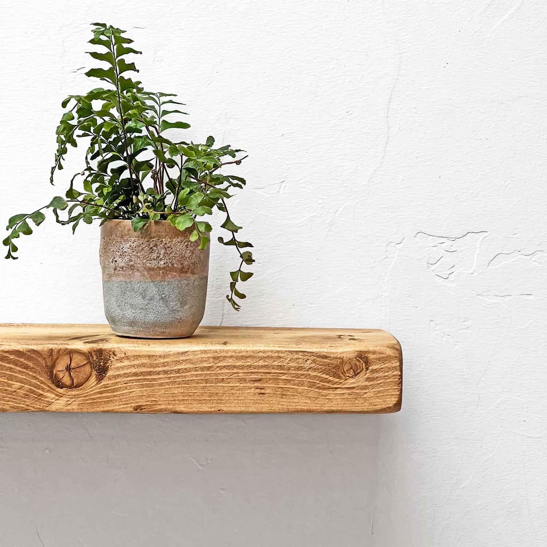 Rustic Wooden Floating Shelf: Sustainable Solid Wood, Handcrafted - Etsy