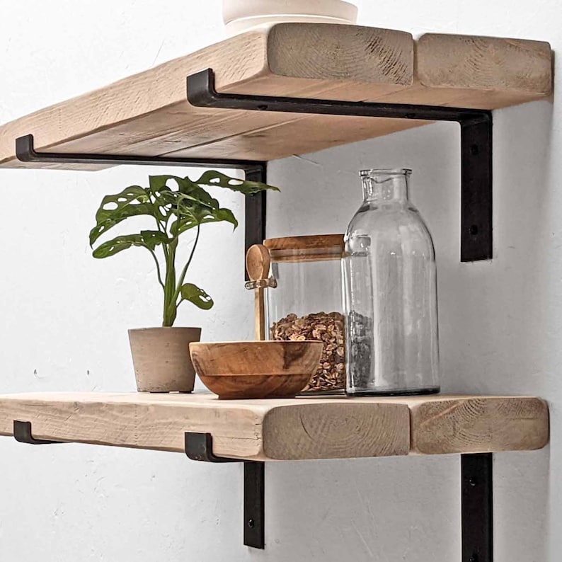 Rustic Shelves Handcrafted With Industrial Metal Shelf - Etsy UK