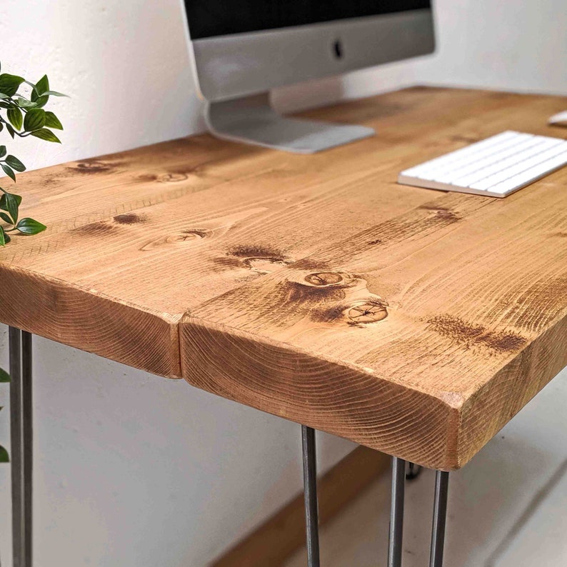 Office Desk Handcrafted Using Rustic Solid Wood Hairpin Leg - Etsy