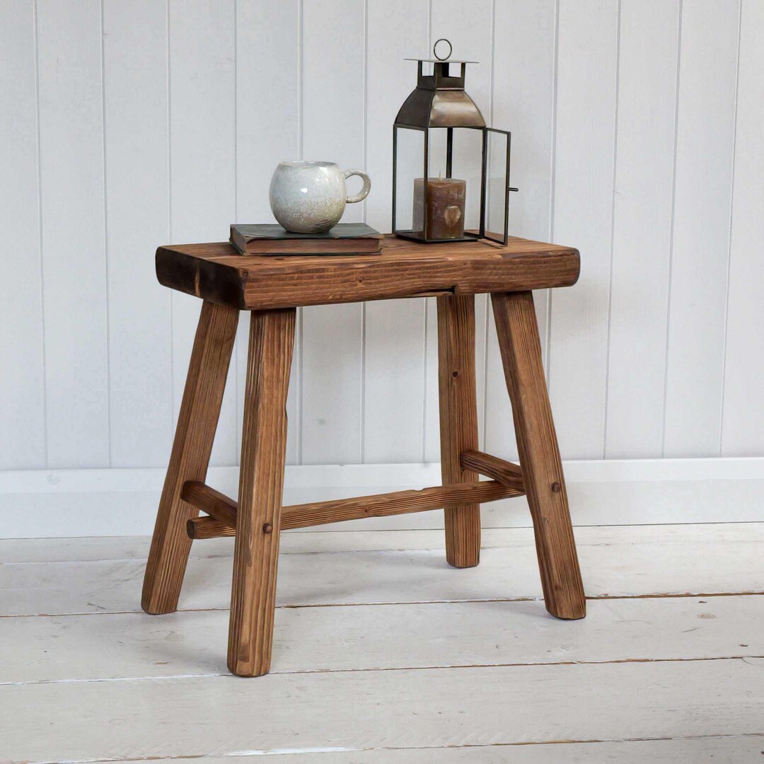 Reclaimed Wooden Stool - Rustic Driftwood Timber | Tudor Oak - Ben ...
