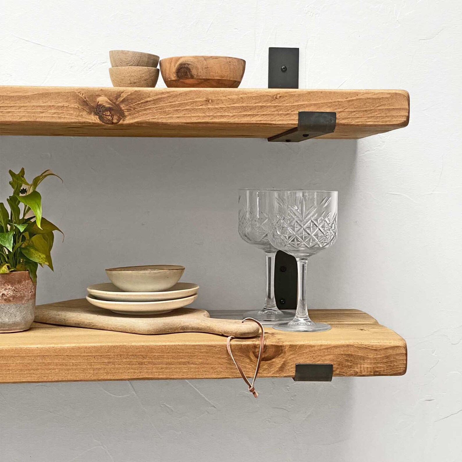 Rustic Shelves Handcrafted Solid Wood & Inverted Metal Shelf - Etsy UK
