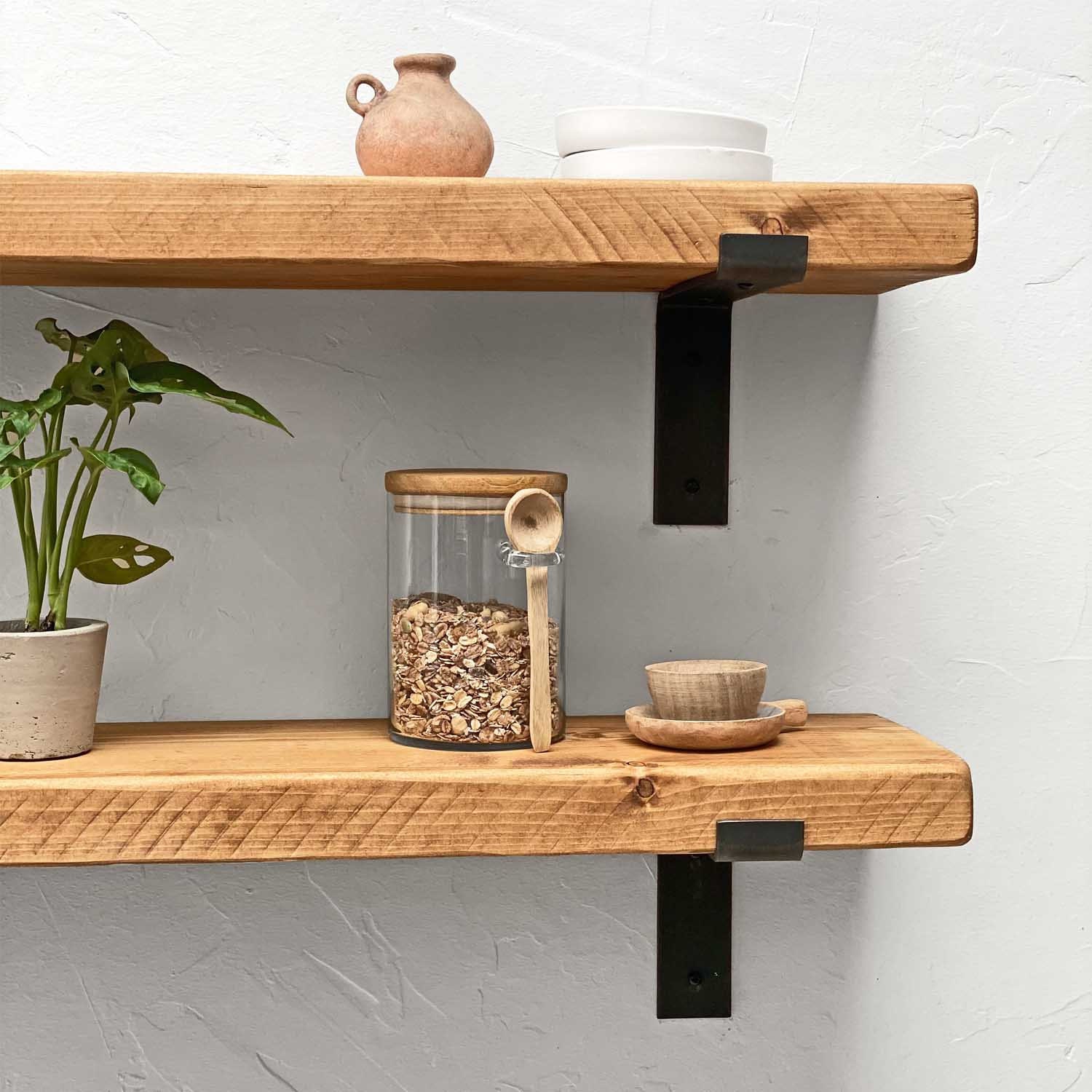 Rustic Kitchen Shelves Handcrafted Open Shelving | 22cm Depth X 5cm ...