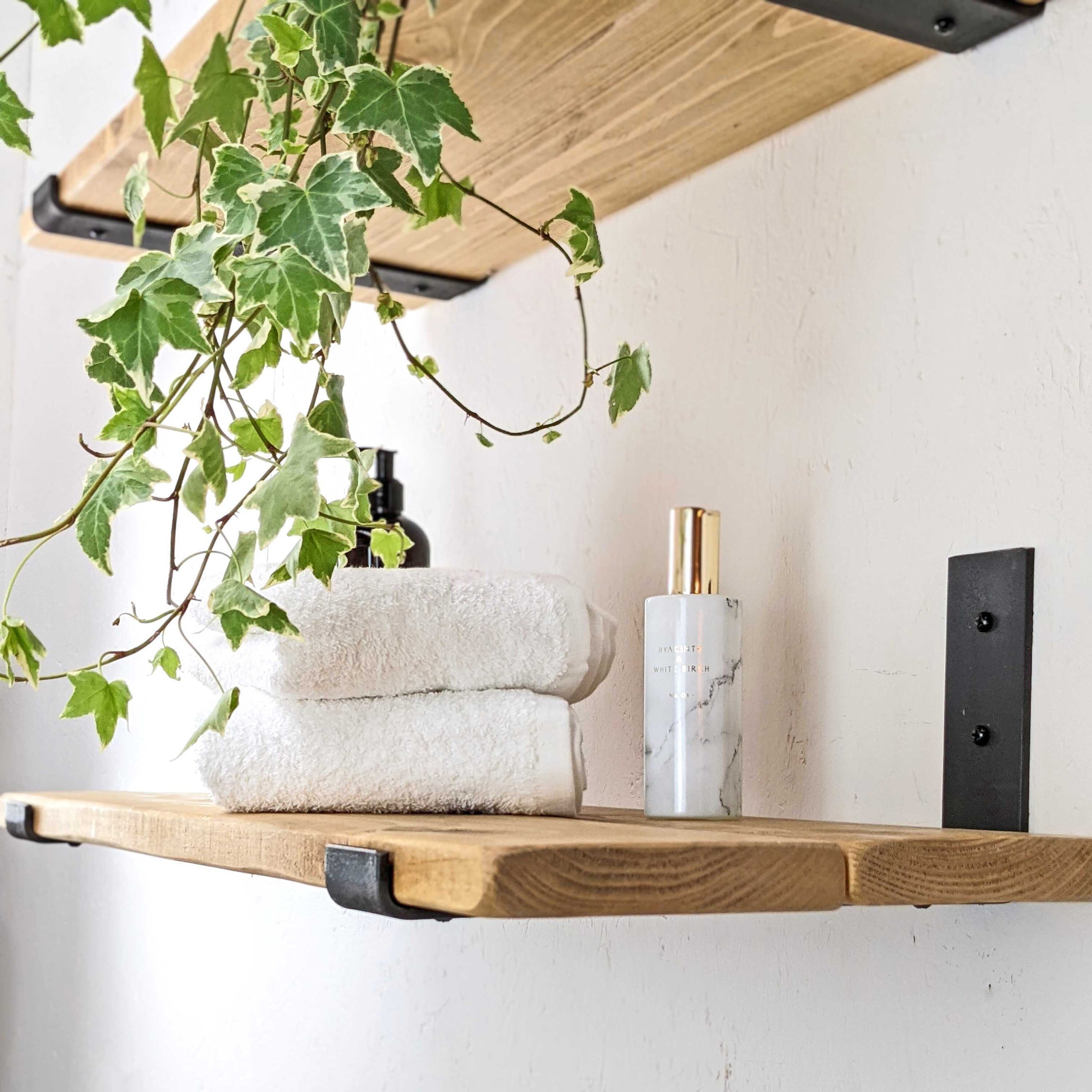 Rustic Shelves Handcrafted Solid Wood & Inverted Metal Shelf - Etsy UK