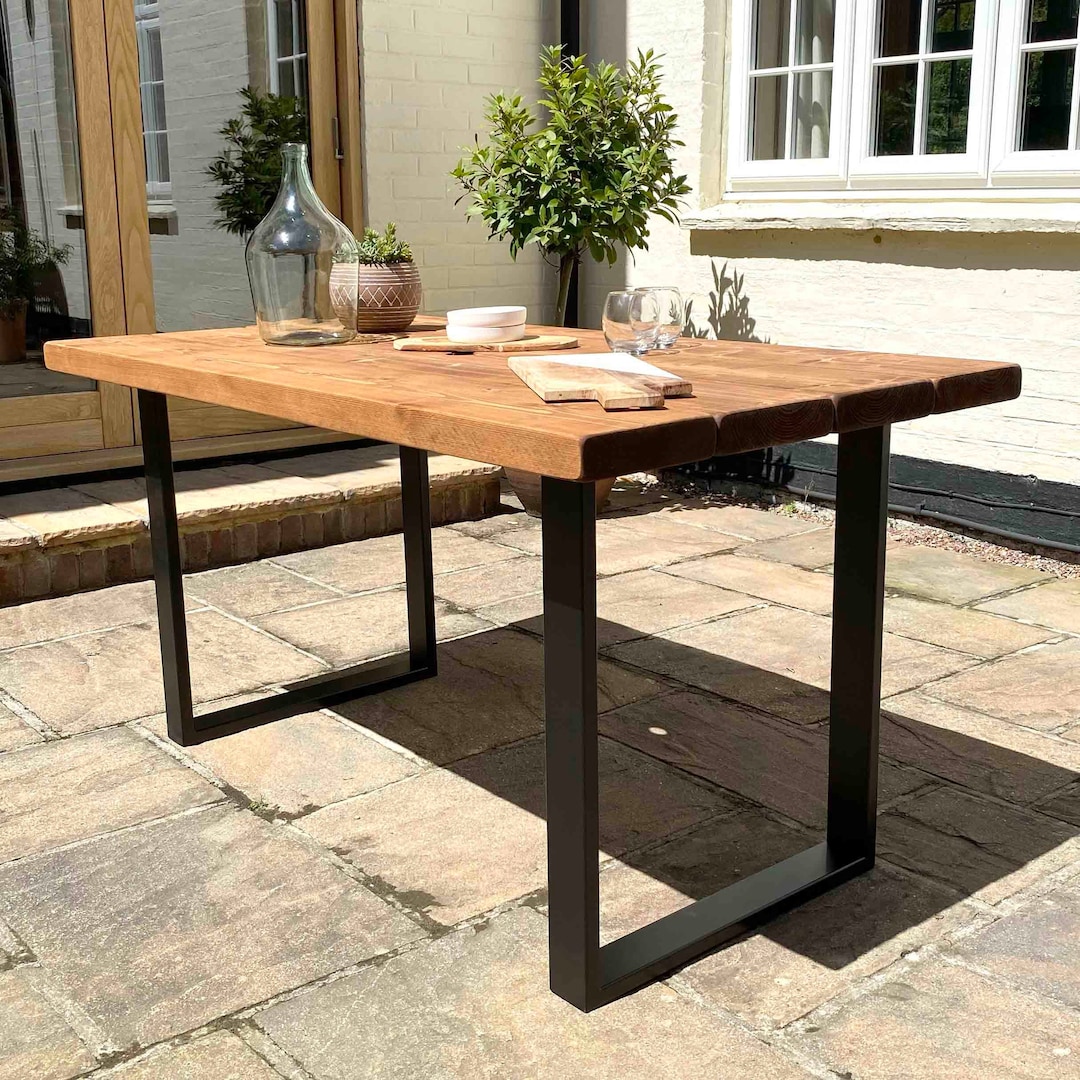 Garden Table Handcrafted Using Rustic Solid Wood | Square Frame | Ben ...
