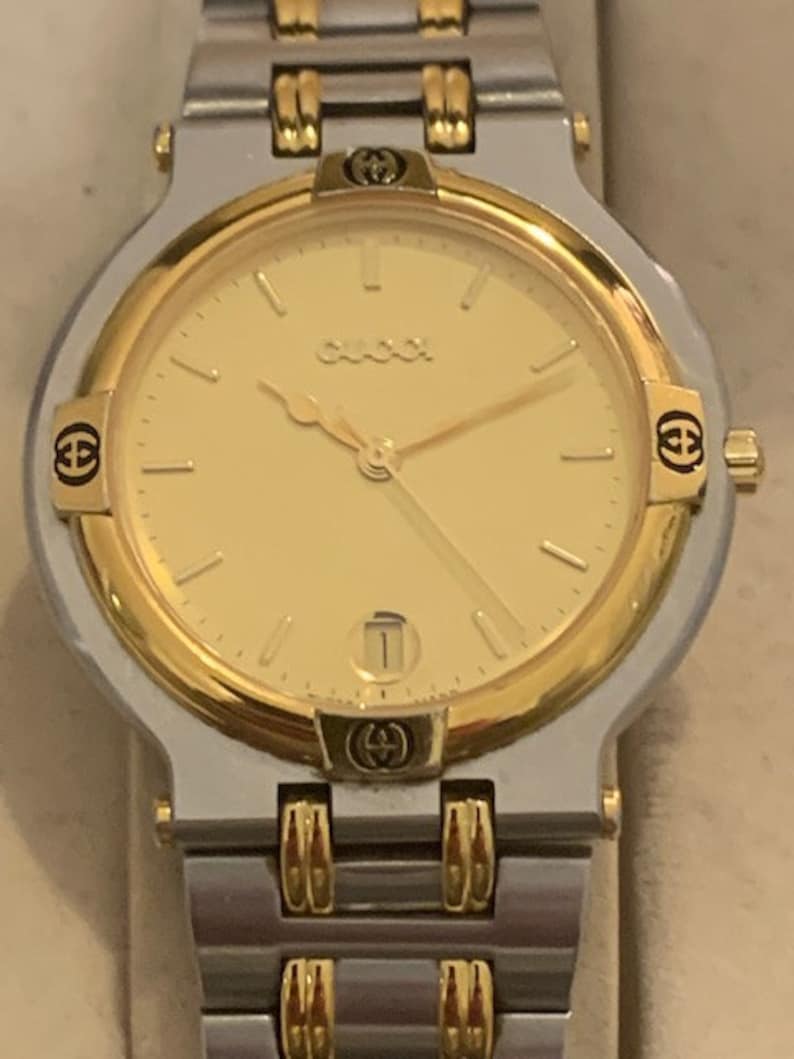 Gucci Dress Watch in Two Tone, Gold and Steel - Etsy
