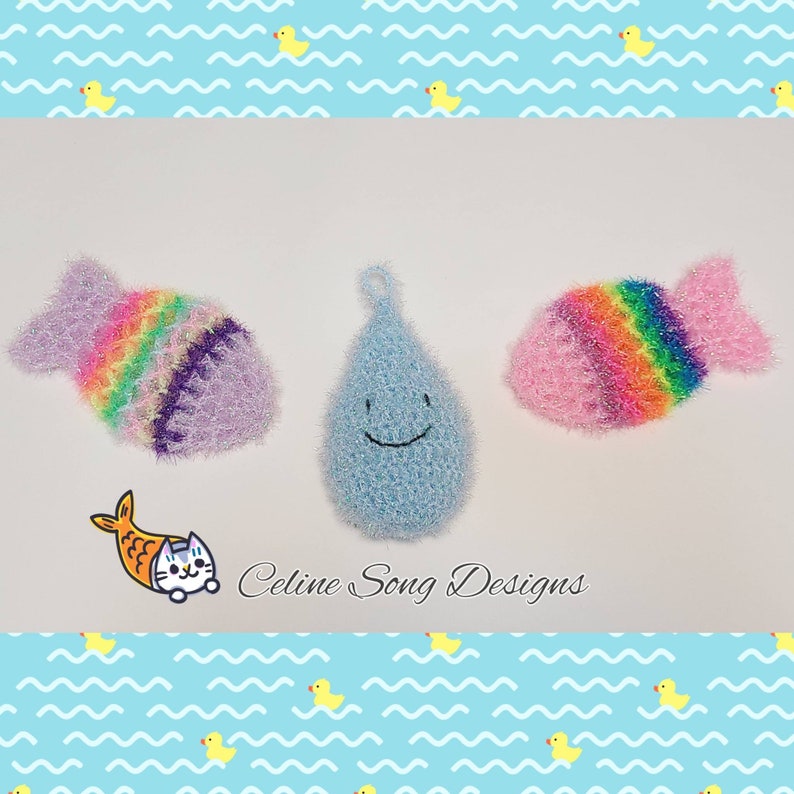 Rainbow Fish Crochet Pattern DIY Fish Scrubbie PDF Crochet Chart ...