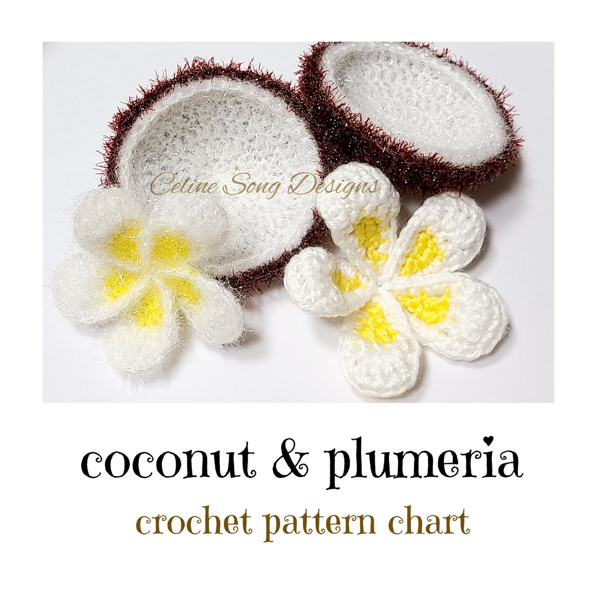 Coconut and Plumeria Crochet Pattern Chart - Diy PDF Crochet - Tropical ...
