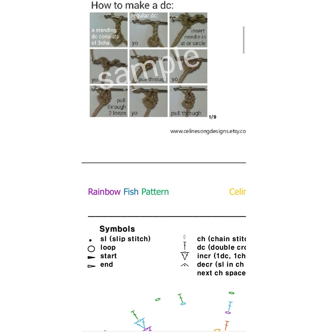 Rainbow Fish Crochet Pattern DIY Fish Scrubbie PDF Crochet Chart ...