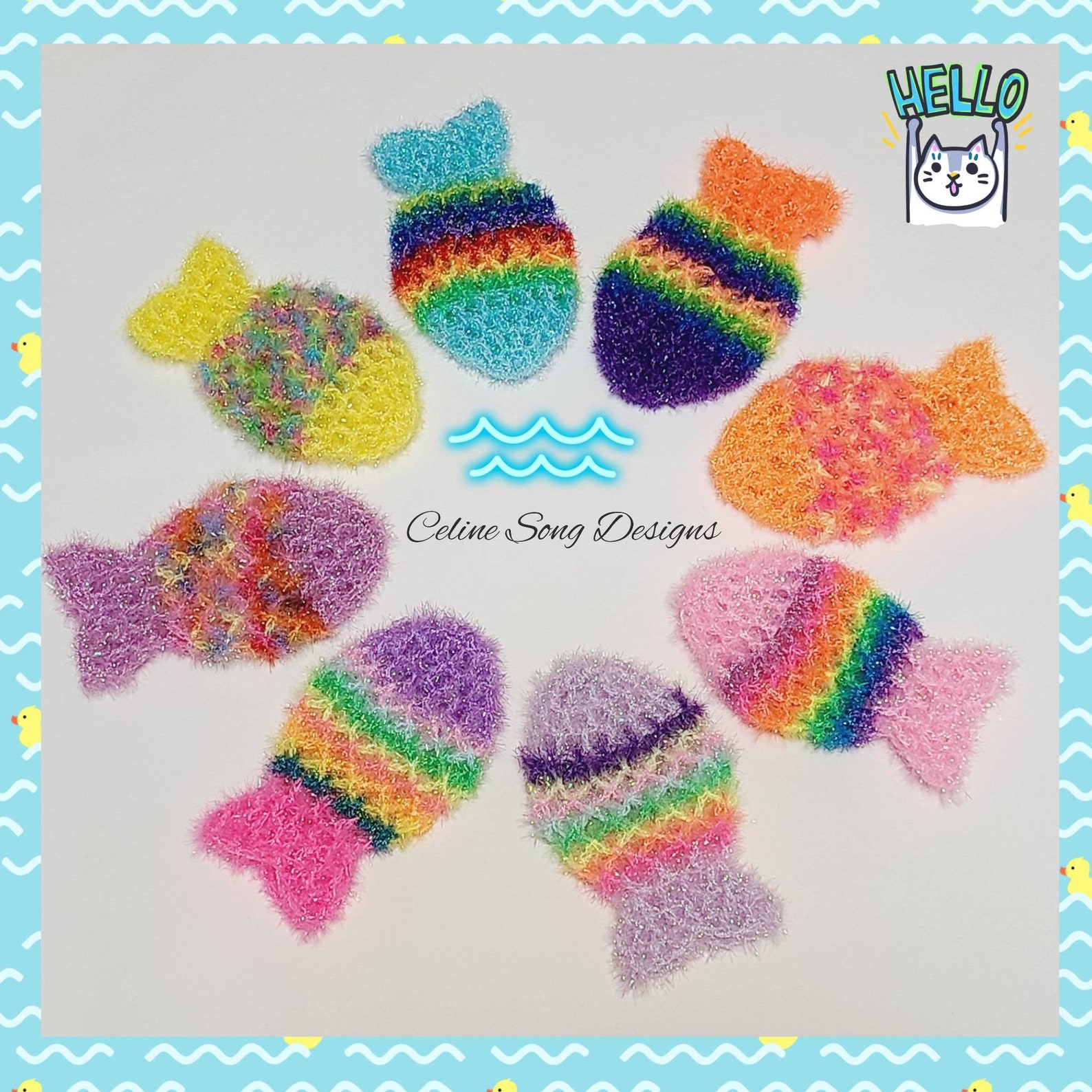 Rainbow Fish Crochet Pattern - DIY Fish Scrubbie PDF Crochet Chart ...