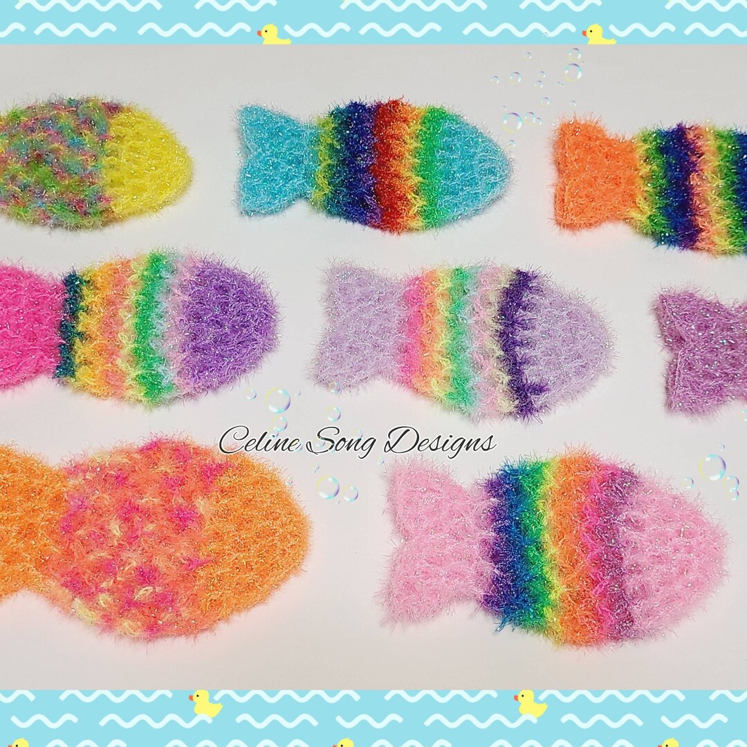 Rainbow Fish Crochet Pattern DIY Fish Scrubbie PDF Crochet - Etsy