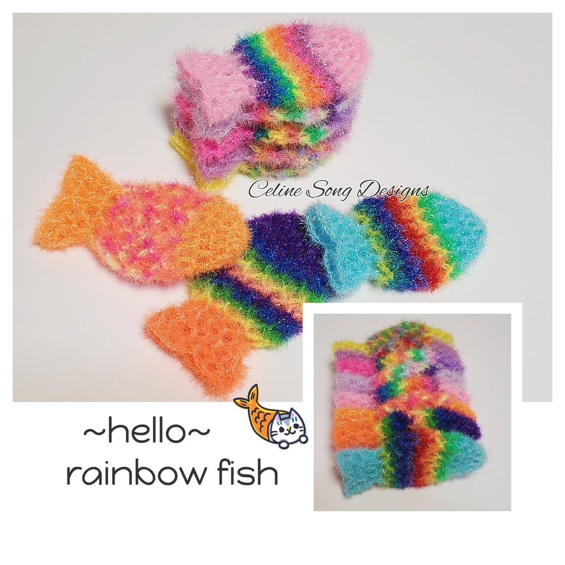 Rainbow Fish Crochet Pattern DIY Fish Scrubbie PDF Crochet - Etsy