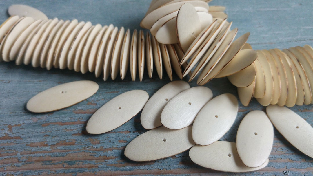 5 X Noble Wooden Slices Ellipse Shape Nature-beige 35 X 15 Mm Material ...